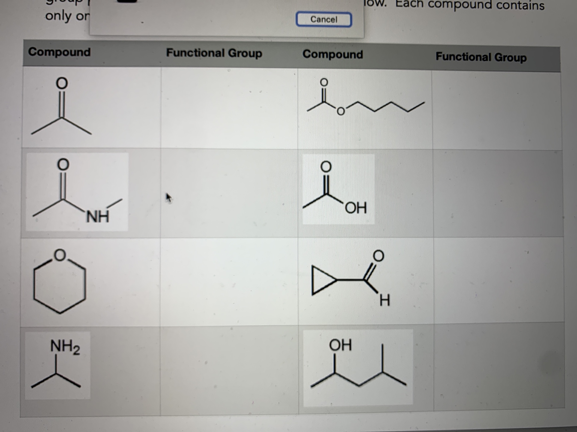 Solved Identify the functional group present in each of the | Chegg.com