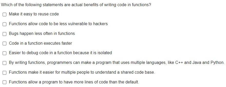 Solved Which of the following statements are actual benefits | Chegg.com