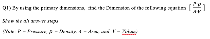 Solved QI) By using the primary dimensions, find the | Chegg.com