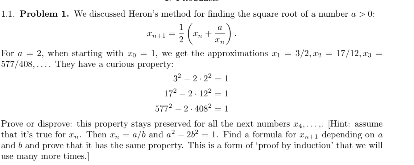 Solved a In + :) In 1.1. Problem 1. We discussed Heron's | Chegg.com
