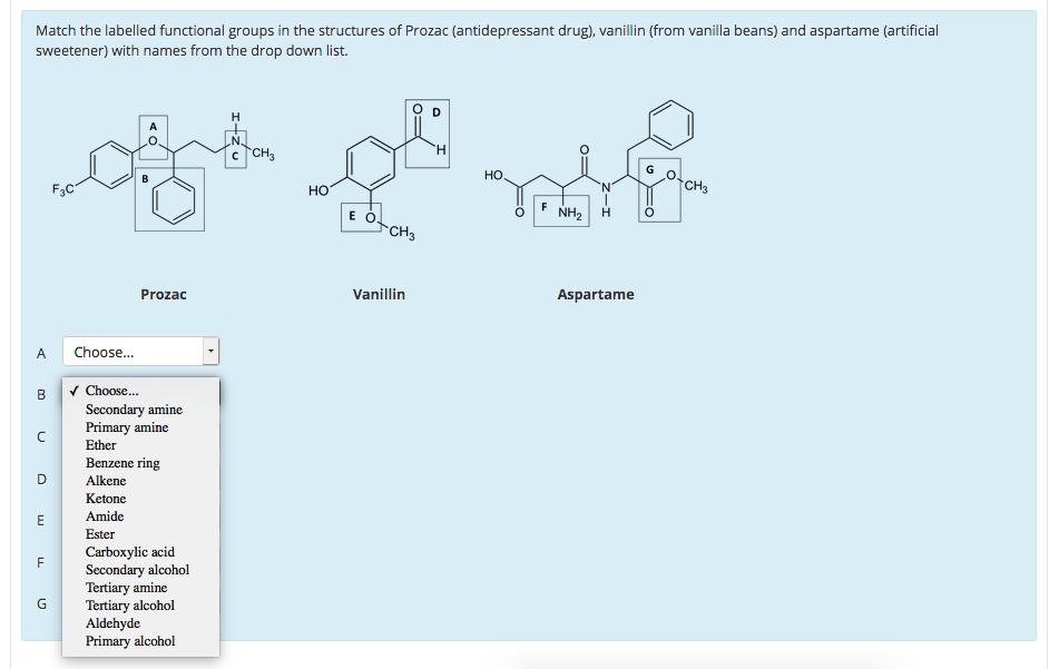 Solved Match the labelled functional groups in the | Chegg.com