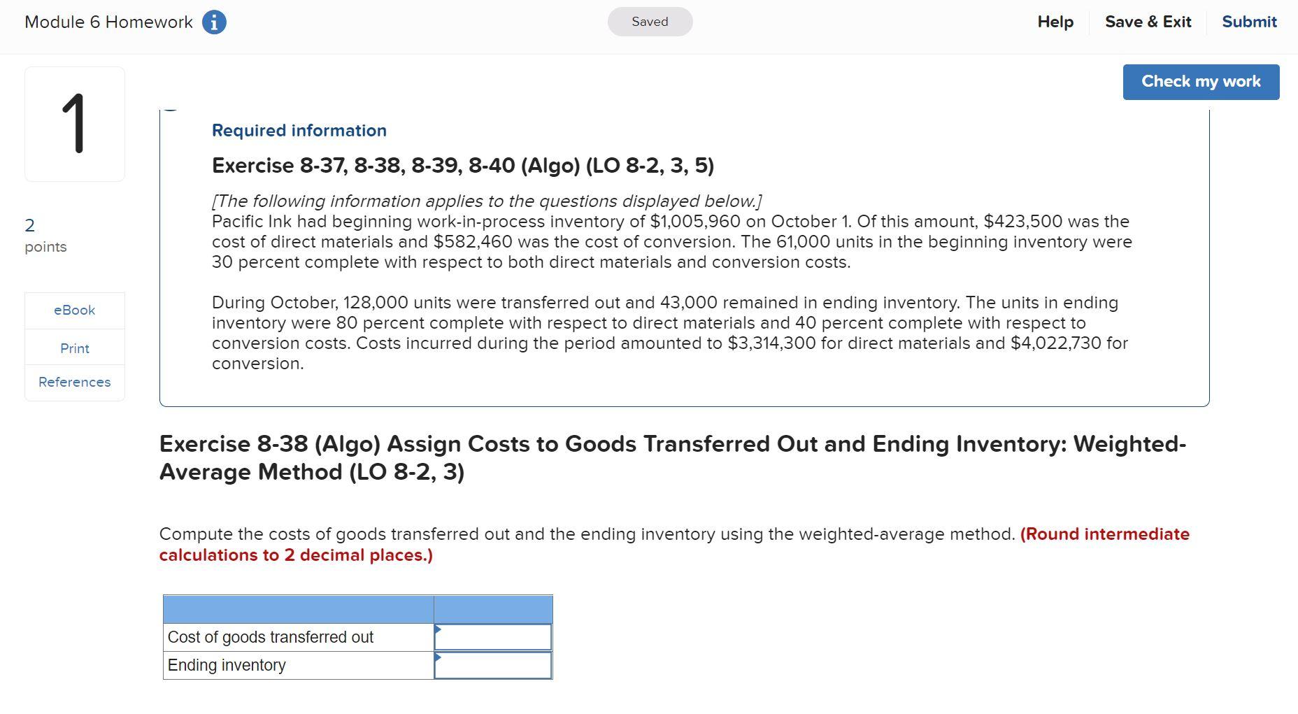 Solved Module 6 Homework Saved Help Save & Exit Submit Check | Chegg.com