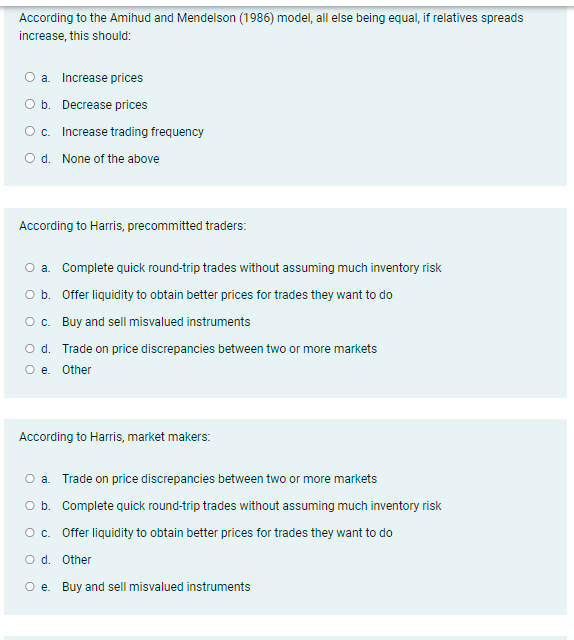 Solved According to the Amihud and Mendelson (1986) model, | Chegg.com