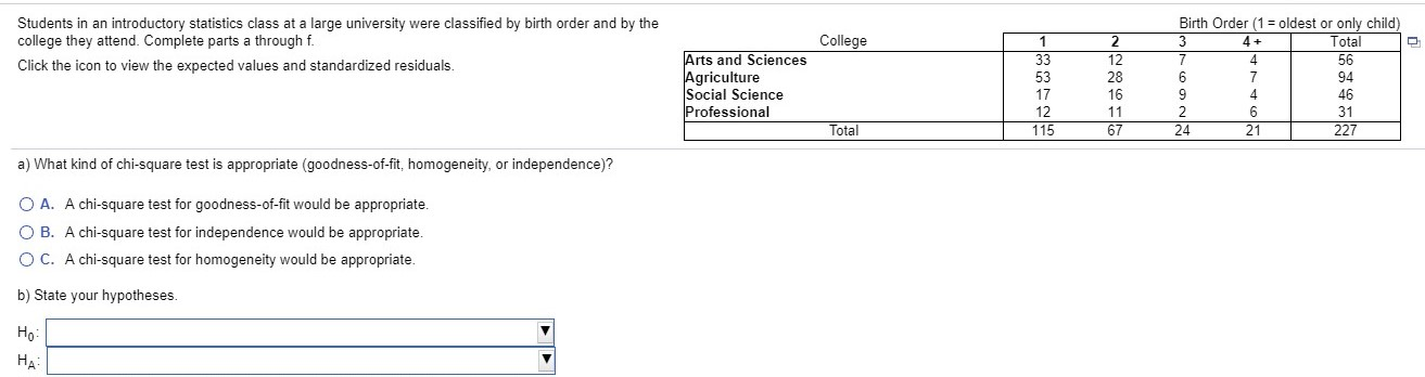 Solved Students in an introductory statistics class at a | Chegg.com
