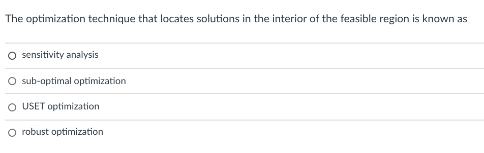 Solved The optimization technique that locates solutions in | Chegg.com