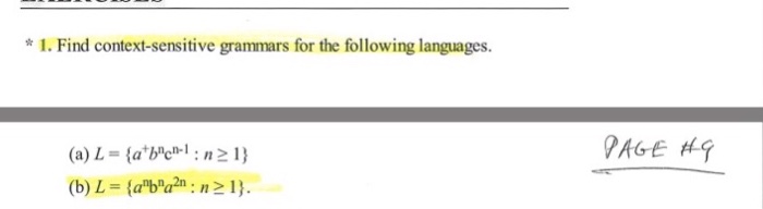 Solved *1. Find context-sensitive grammars for the following | Chegg.com