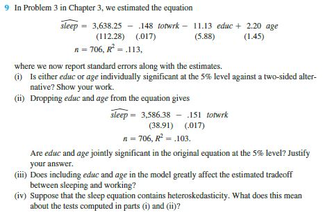 Solved 9 In Problem 3 in Chapter 3, we estimated the | Chegg.com