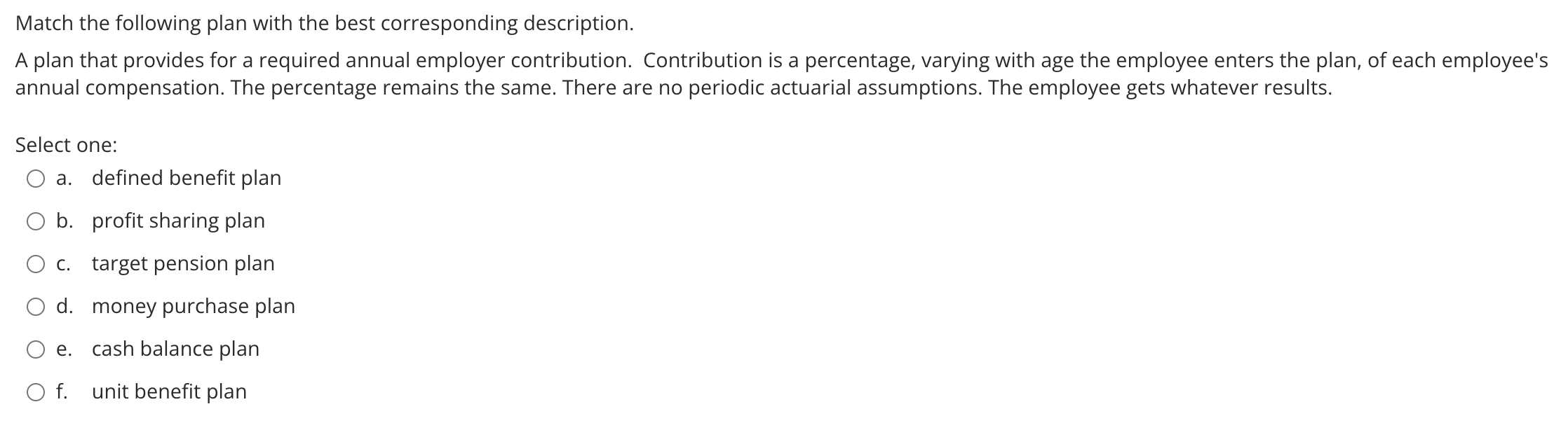 Solved Match the following plan with the best corresponding | Chegg.com