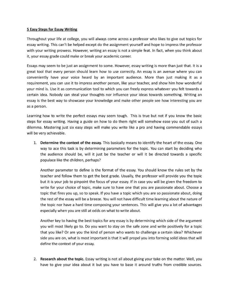 Solved 5 Easy Steps for Essay Writing Throughout your life | Chegg.com