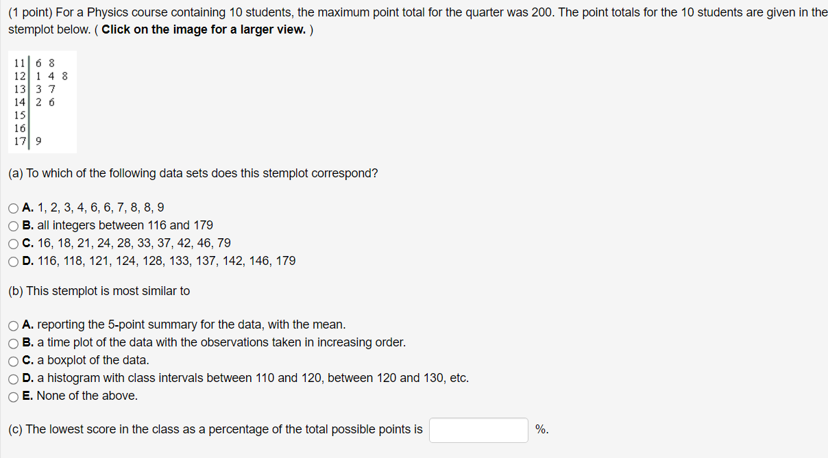 Solved (1 point) For a Physics course containing 10 | Chegg.com