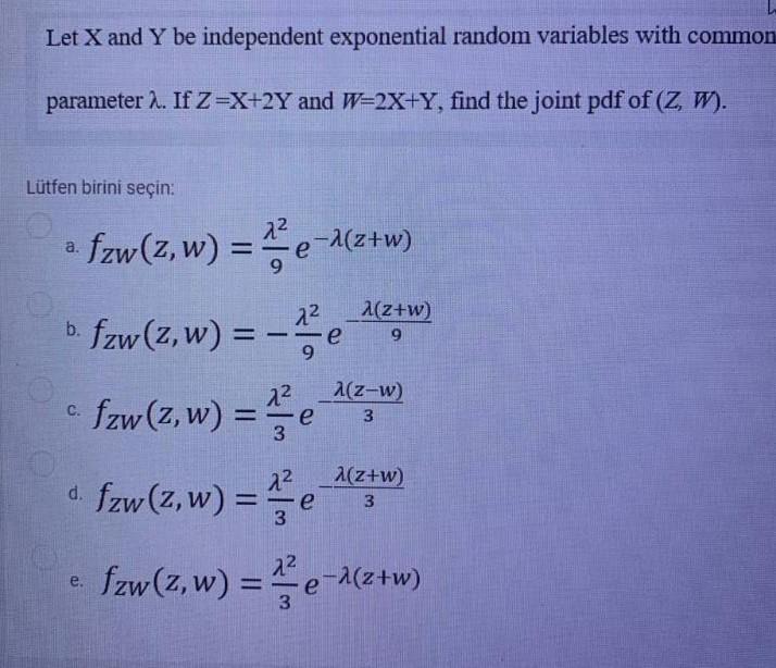 Solved Let X and Y be independent exponential random | Chegg.com
