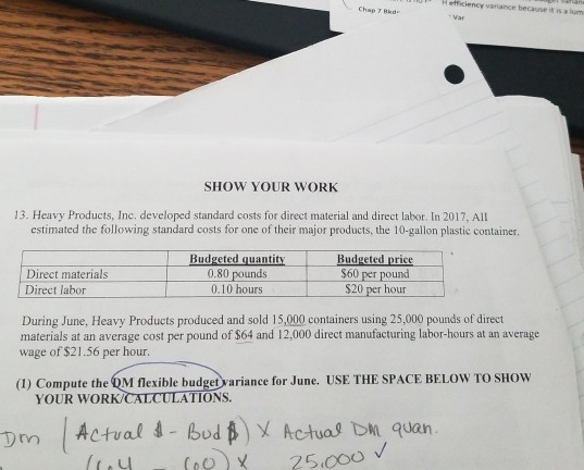 Solved Q2. compute the DM price and efficiency variance for | Chegg.com