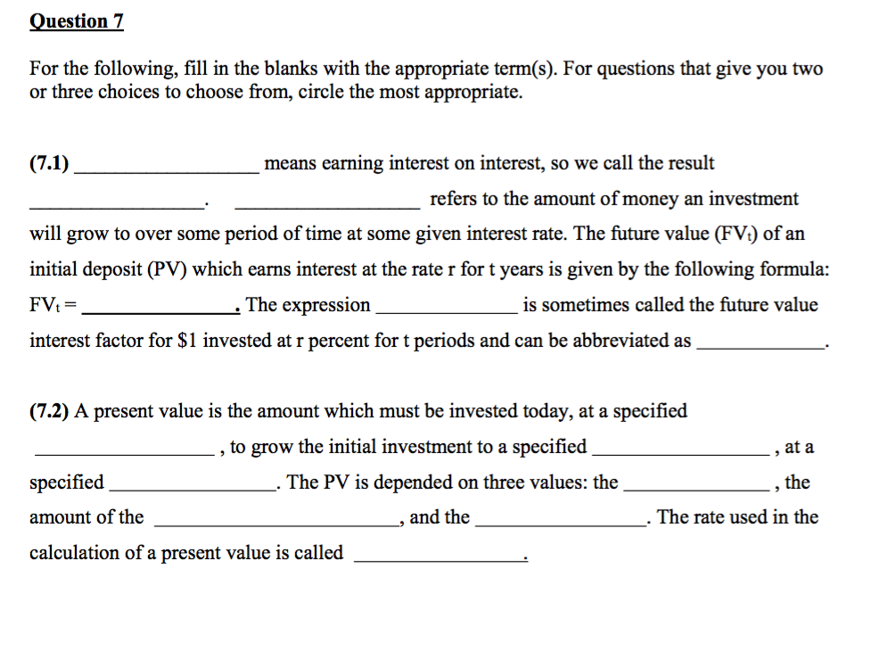 Solved Fill In The Blanks With Financial Management Terms Chegg