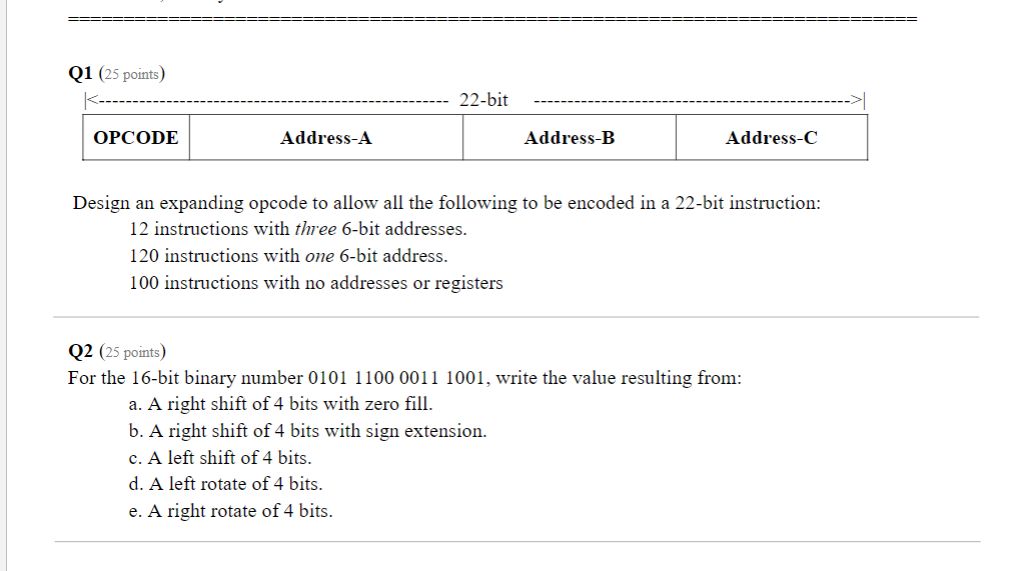 Design an expanding opcode to all the following to be | Chegg.com