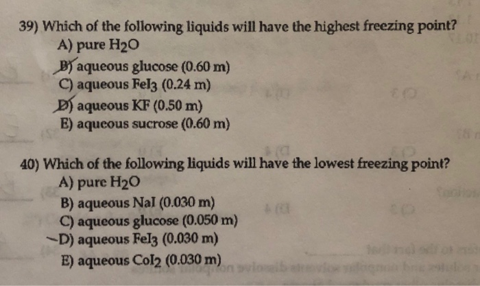 Solved Which of the following liquids will have the highest | Chegg.com