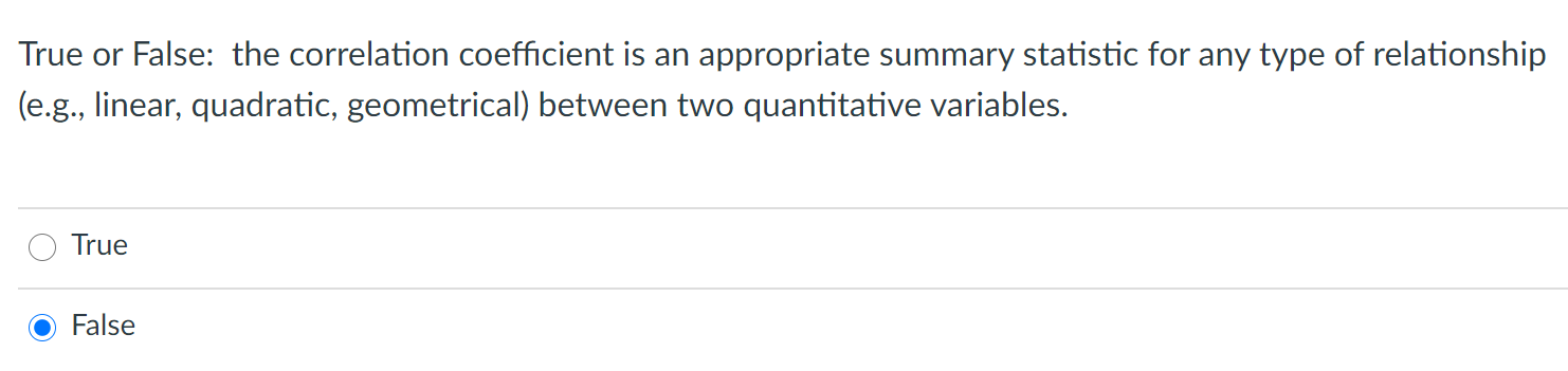 Solved True or False: the correlation coefficient is an | Chegg.com