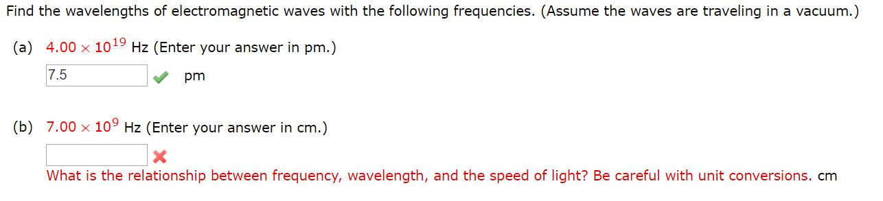 Solved Find the wavelengths of electromagnetic waves with | Chegg.com