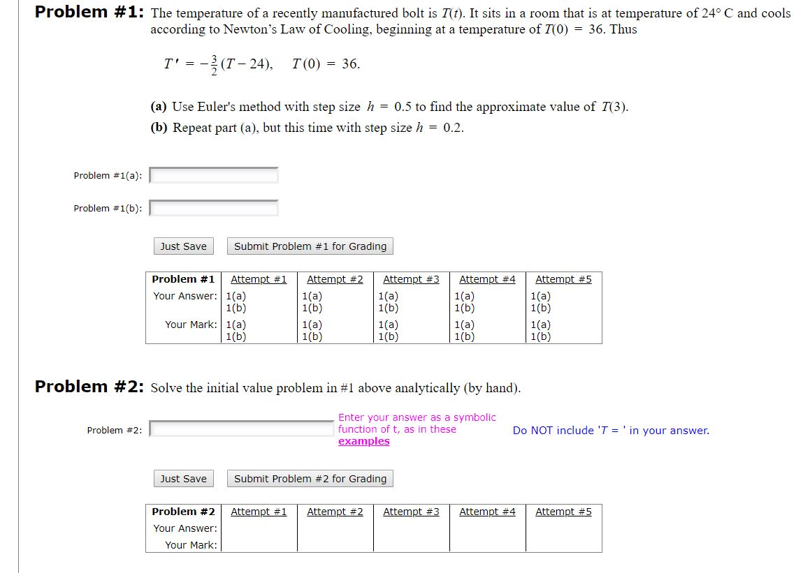 Solved Problem #1: The temperature of a recently | Chegg.com