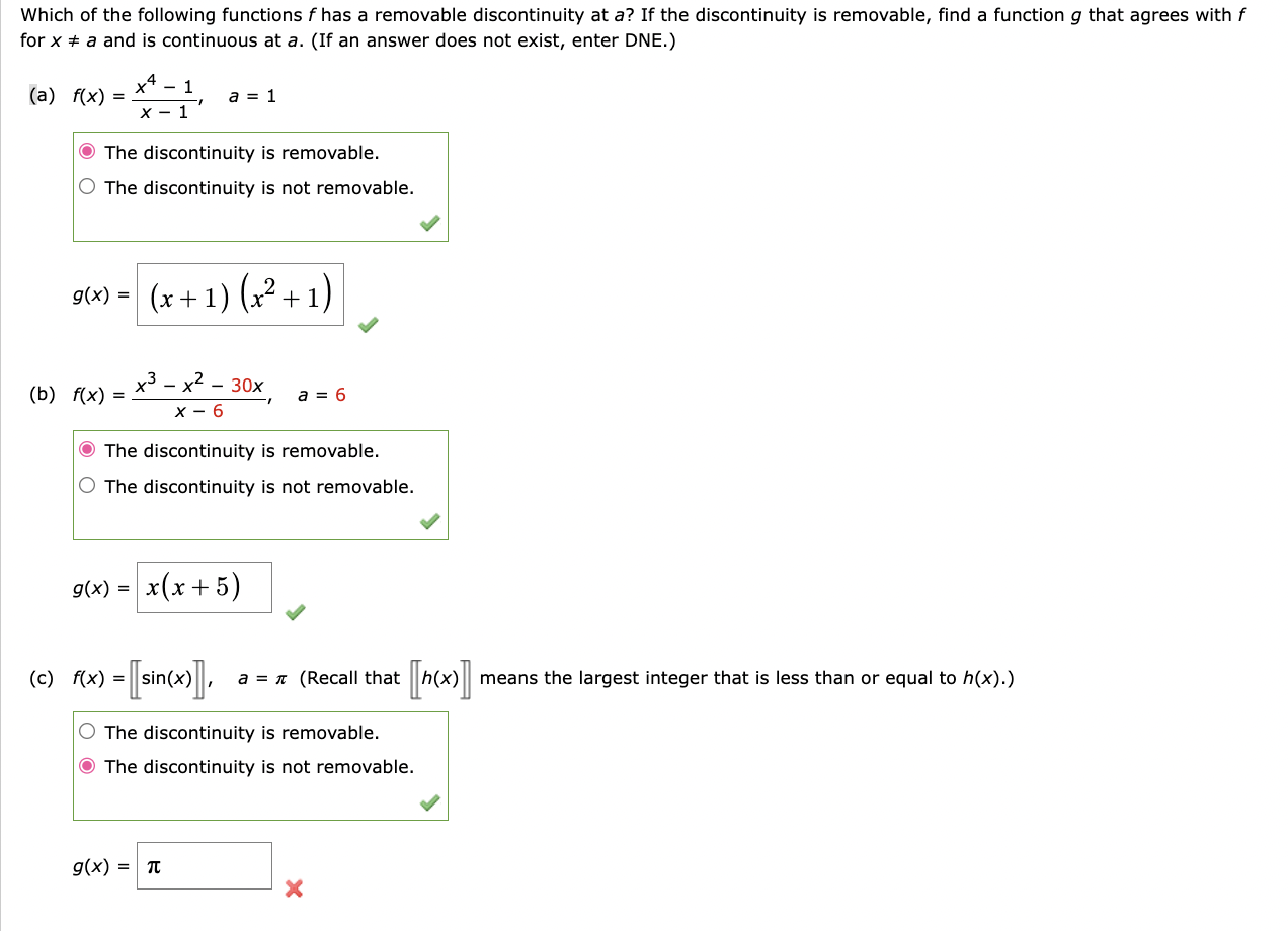 Solved Which of the following functions f has a removable | Chegg.com