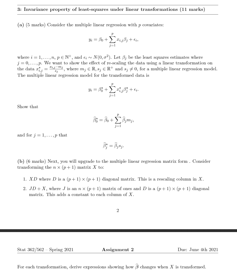 3: Invariance property of least-squares under linear | Chegg.com