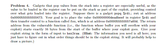 Solved Problem 1. Gadgets that pop values from the stack | Chegg.com