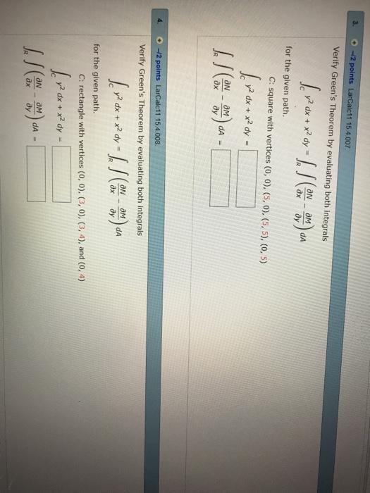 3. 0-2 points LarCalc11 15.4 007 Verify Green's | Chegg.com 3. 0-2 points LarCalc11 15.4 007 Verify Green's | Chegg.com