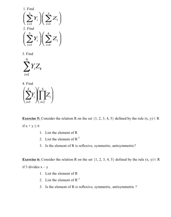 Solved Exercise 4: Consider the sequence Y and Z defined by | Chegg.com