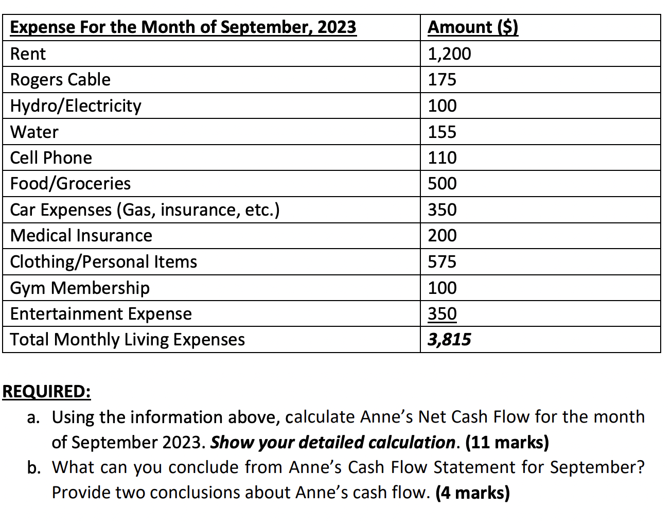 Solved Personal Cash Flow Statement and Ratio Analysis | Chegg.com