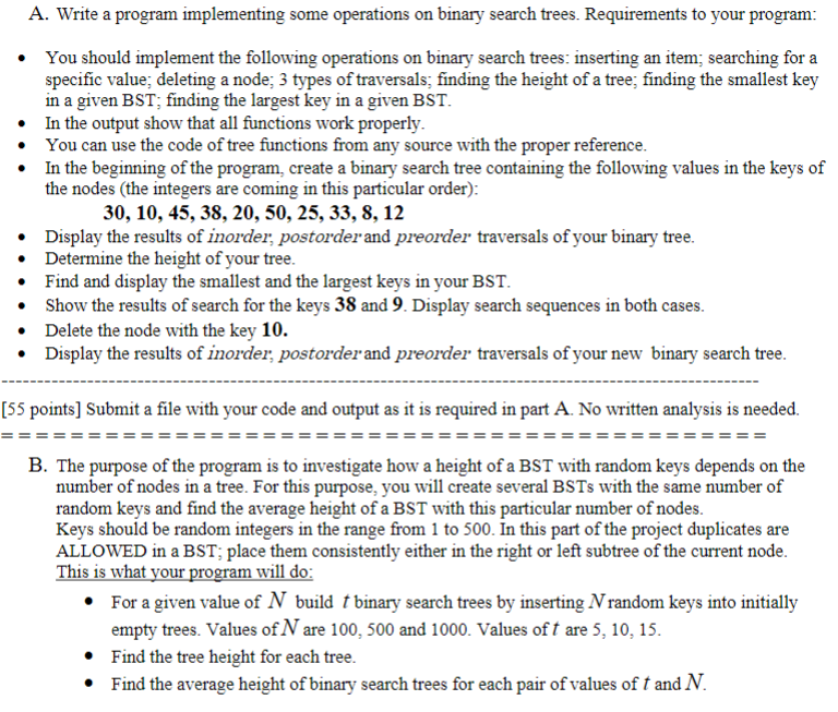 Solved A. Write a program implementing some operations on | Chegg.com Solved A. Write a program implementing some operations on | Chegg.com