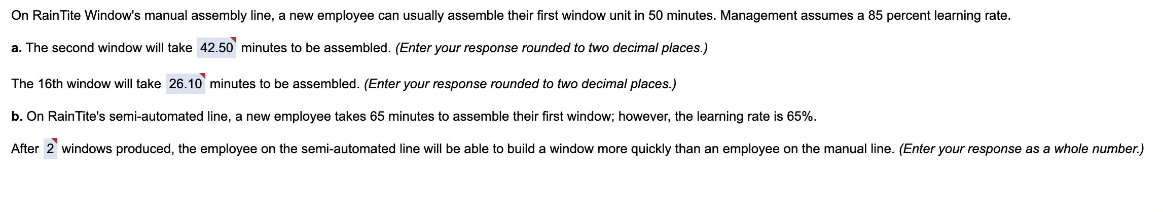 Solved On RainTite Window's manual assembly line, a new | Chegg.com