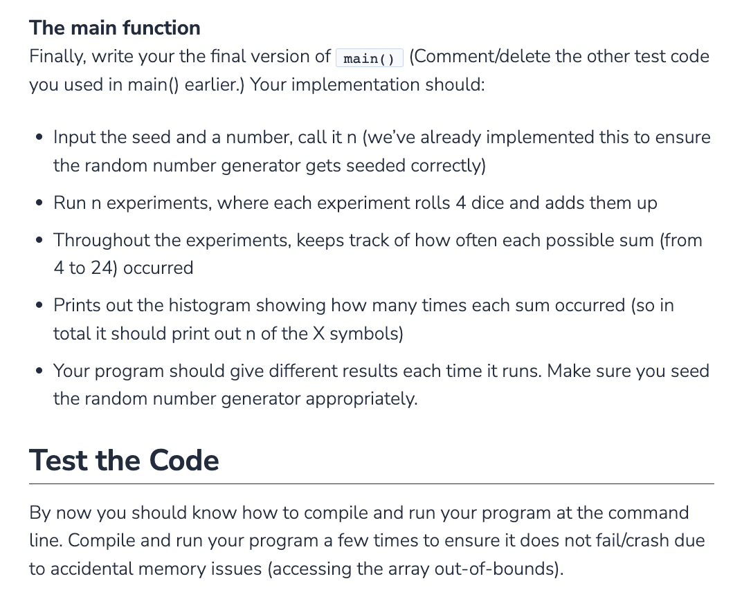 Solved You will write a program to simulate the roll of 4 | Chegg.com