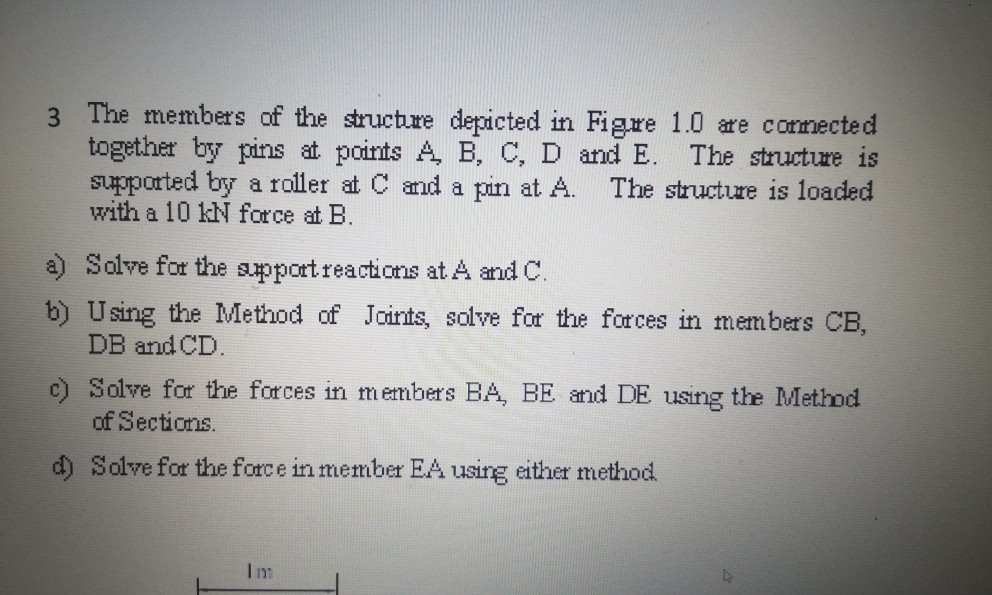 Solved 3 The members of the structure depicted in Figre 10 | Chegg.com