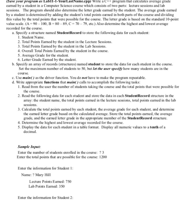 Solved Save your program as Labll-1-YourLastName.cpp/) Write | Chegg.com