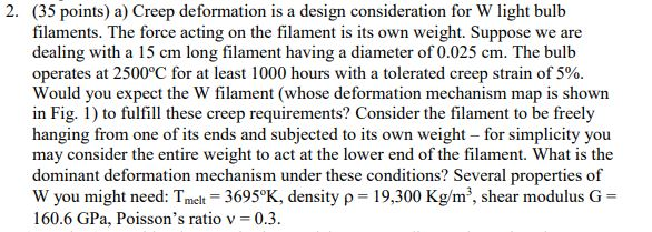2. (35 points) a) Creep deformation is a design | Chegg.com