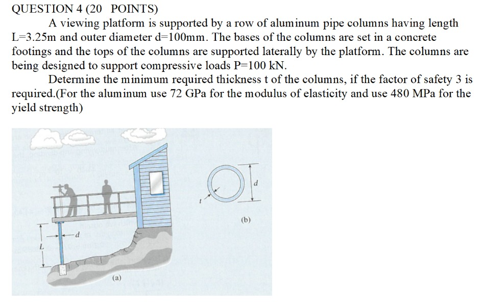 Solved QUESTION 4 (20 POINTS) A viewing platform is | Chegg.com