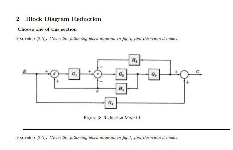 Solved 2 Block Diagram Reduction Choose one of this section | Chegg.com