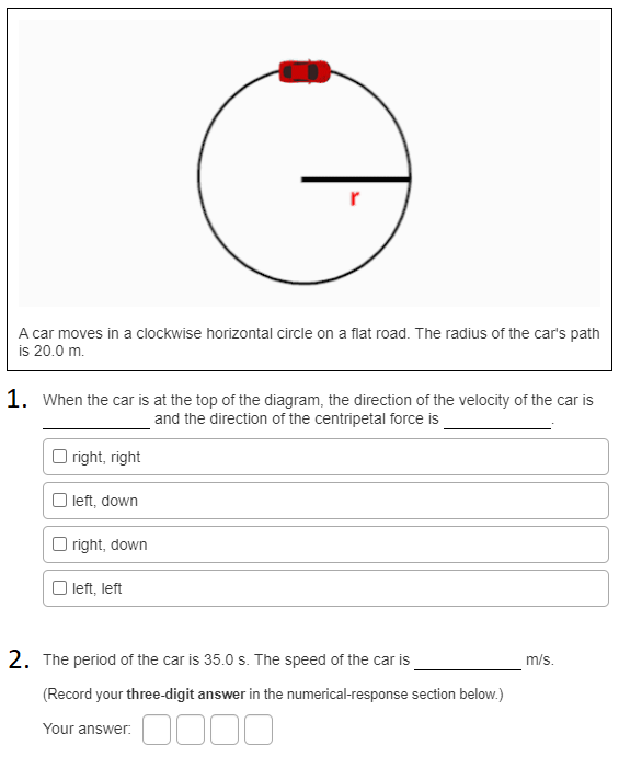 Solved A car moves in a clockwise horizontal circle on a | Chegg.com