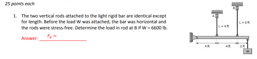 Solved The two vertical rods attached to the light rigid bar | Chegg.com