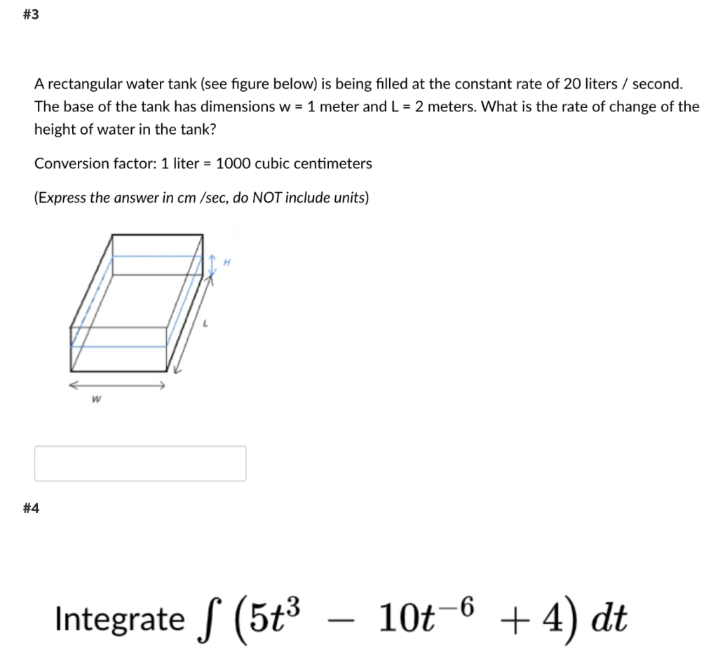 Solved #3 A rectangular water tank (see figure below) is | Chegg.com