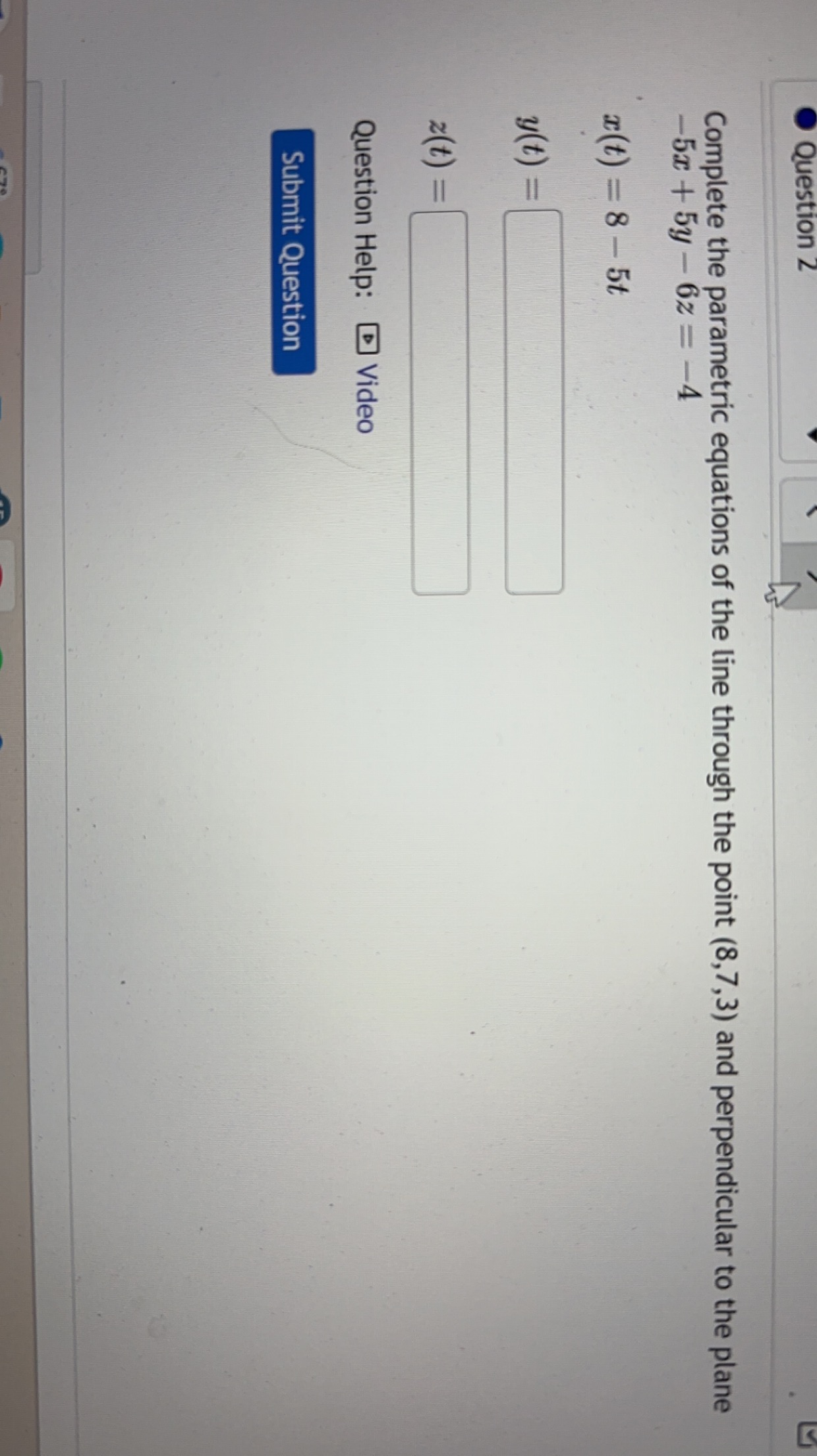 Solved Complete the parametric equations of the line through | Chegg.com