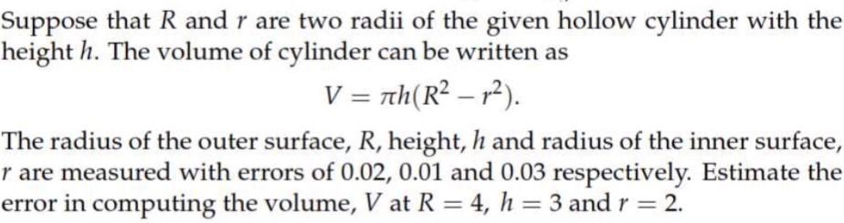 Solved Suppose that R and r are two radii of the given | Chegg.com