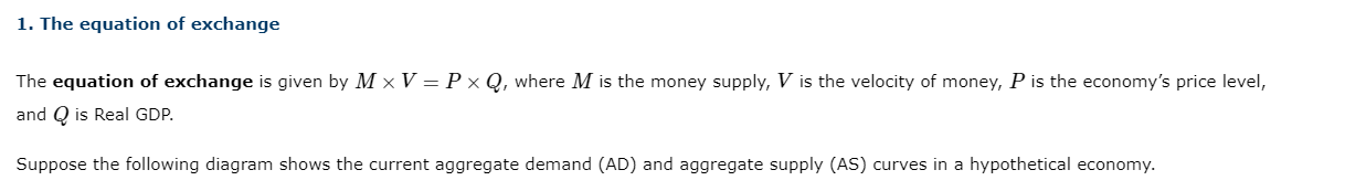 1. The equation of exchange The equation of exchange | Chegg.com