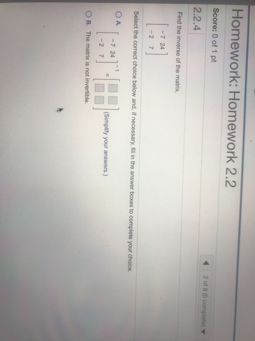 Solved Homework: Homework 2.2 Score: 0 of 1 pt 2.2.4 2 of 8 | Chegg.com