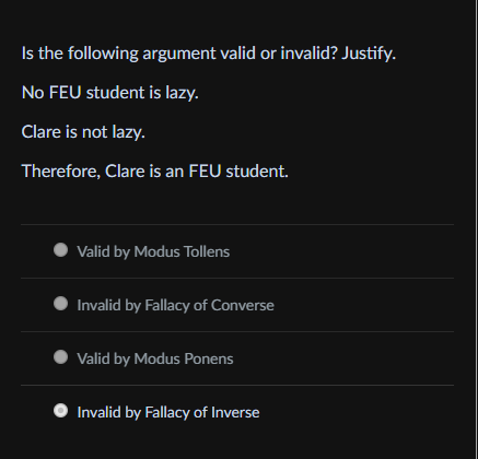 Solved Is the following argument valid or invalid? Justify. | Chegg.com