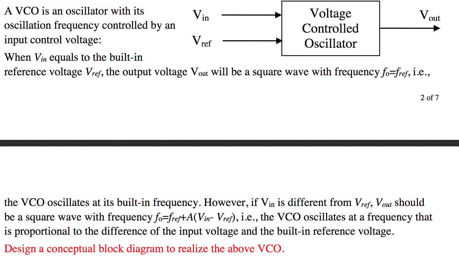 Solved Vin Vout A VCO is an oscillator with its Voltage | Chegg.com