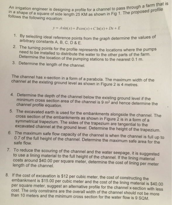 Solved a farm that is An irrigation engineer is designing a | Chegg.com