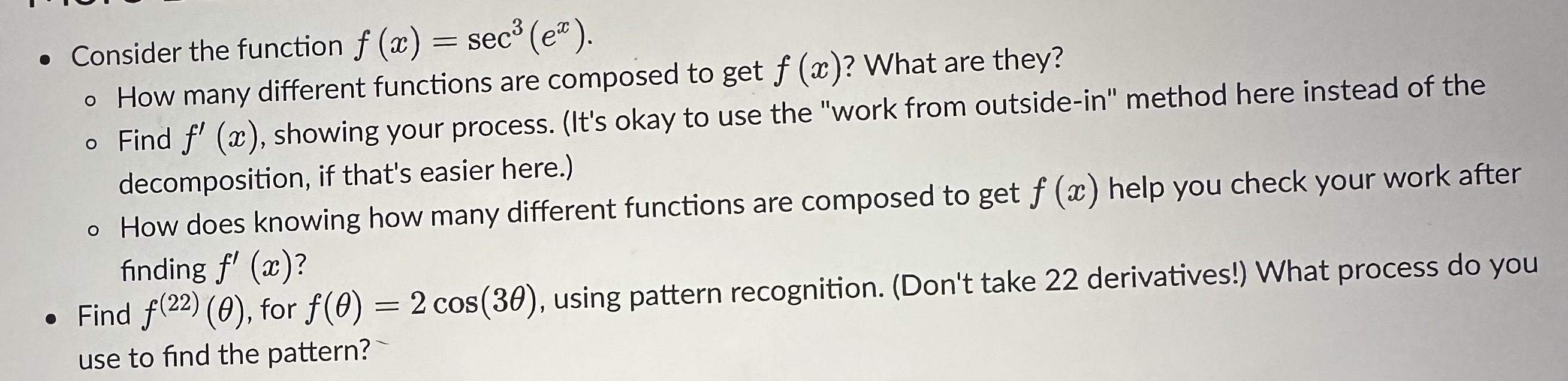Solved - Consider the function f(x)=sec3(ex). - How many | Chegg.com
