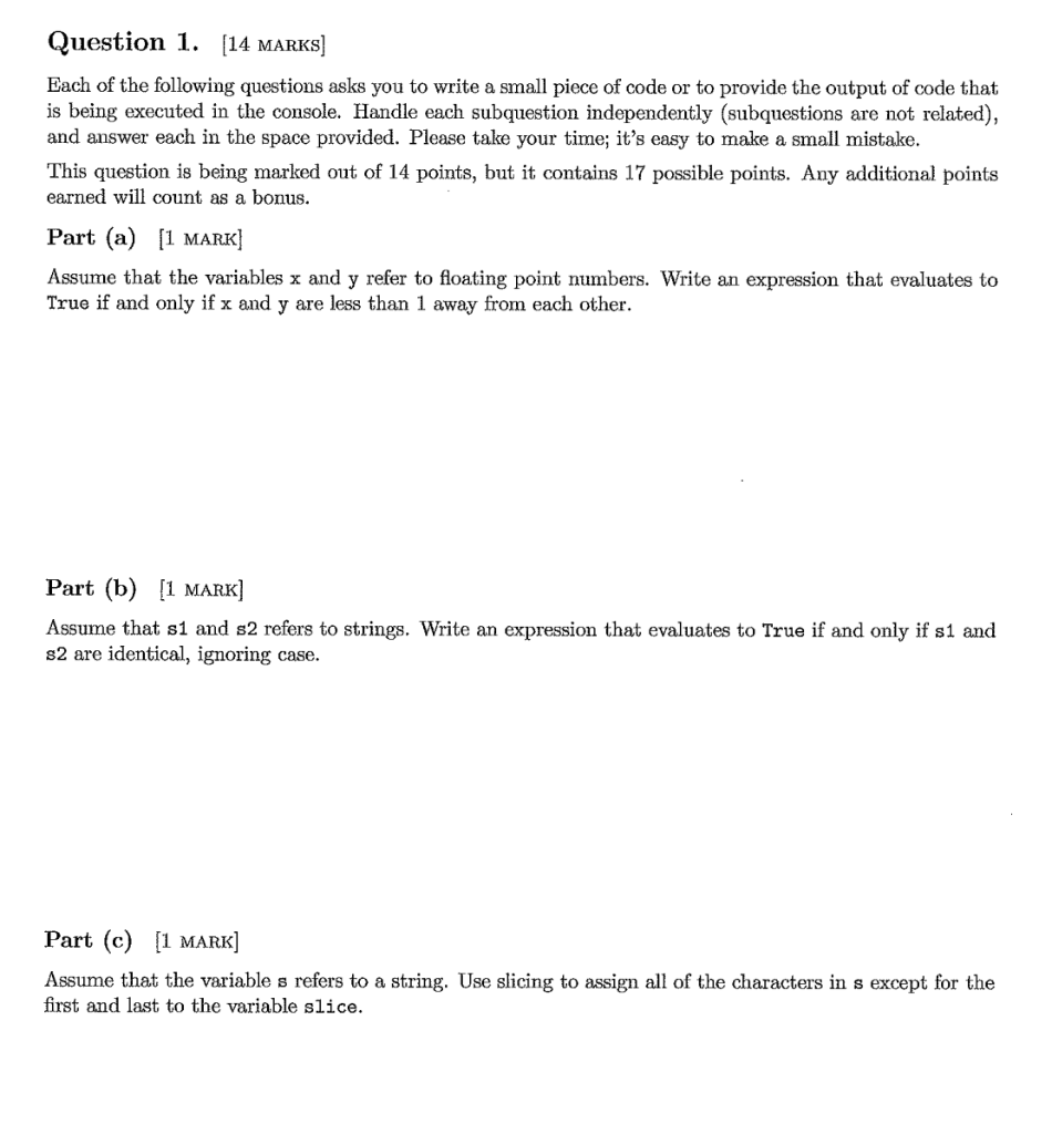 Solved Question 1. [14 MARKS] Each of the following | Chegg.com