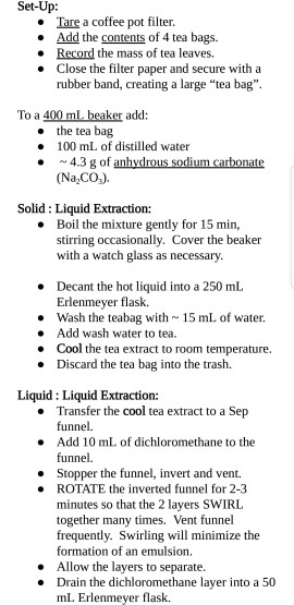 Solved is the extraction of caffeine from tea lab what would | Chegg.com