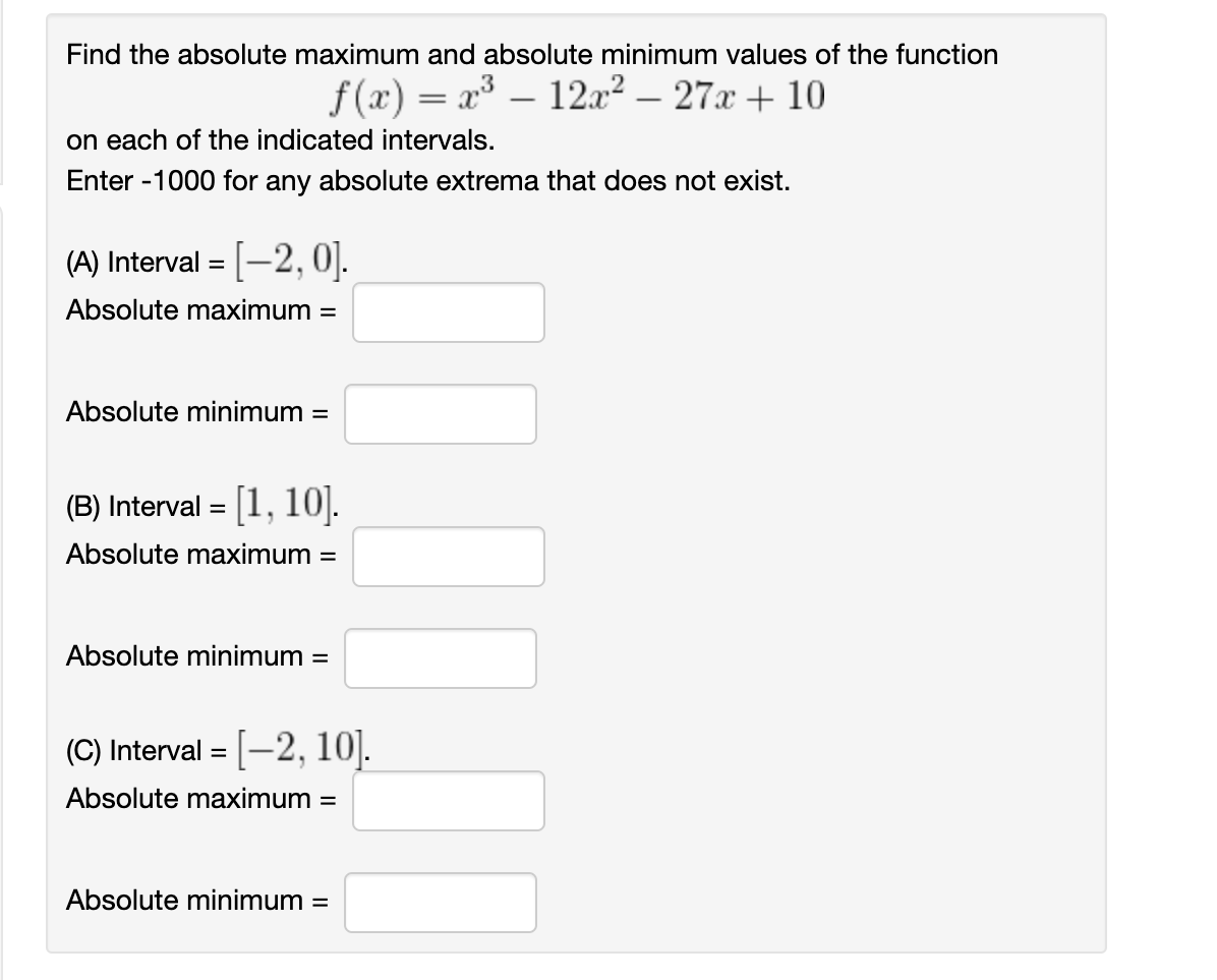 Solved Find the absolute maximum and absolute minimum values | Chegg.com
